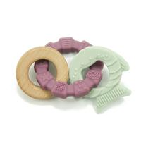China Non Toxic Food Grade OEM Unisex Silicone Wood Teether EU Style Fish Shape for sale