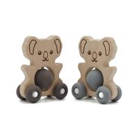 China Wooden Kids Nursing Toy FDA Silicone Pantone Color Teething Rattle Toy for sale