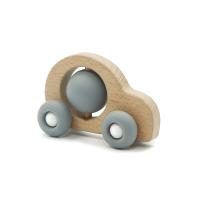 China Fun Educational Silicone Wood Easy Gripping Newborn Rattle for sale
