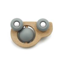 China Fun Educational Silicone Wood Easy Gripping Newborn Rattle for sale