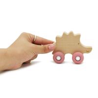 China Beech Wood Hedgehog Car Personalised Baby Rattle Food Grade Silicone for sale