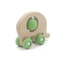 China Educational Wooden FDA Elephant Silicone Teething Rattle Medical Grade for sale