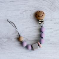 China Beech Wooden Chewable BPA Free Silicone Teething Beads Pacifier Chain for sale