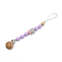 China Beech Wooden Chewable BPA Free Silicone Teething Beads Pacifier Chain for sale