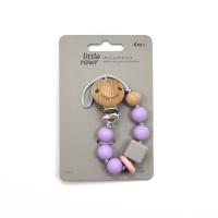 China Beech Wooden Chewable BPA Free Silicone Teething Beads Pacifier Chain for sale