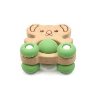 China Educational Organic Beech pantone Color Baby Rattle Set Animal Shape for sale