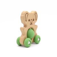 China Educational Organic Beech pantone Color Baby Rattle Set Animal Shape for sale