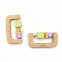 China CPSIA ASTM Wooden Silicone Teether BPA Free Baby Chewable Ring for sale