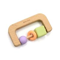China CPSIA ASTM Wooden Silicone Teether BPA Free Baby Chewable Ring for sale