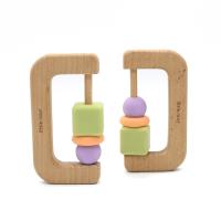 China CPSIA ASTM Wooden Silicone Teether BPA Free Baby Chewable Ring for sale