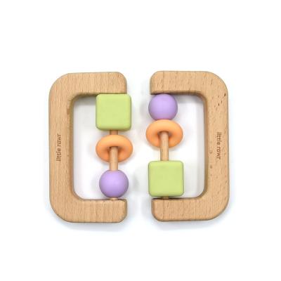 China CPSIA ASTM Wooden Silicone Teether BPA Free Baby Chewable Ring for sale