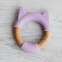 China Purple Silicone Beech Wood BPS BPA Free Funny Teething Toys for sale