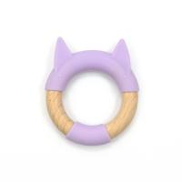China Purple Silicone Beech Wood BPS BPA Free Funny Teething Toys for sale