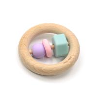 China Sensory Organic Beech Wooden Silicone Teether Non Toxic Mutlti Color for sale