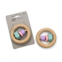 China Sensory Organic Beech Wooden Silicone Teether Non Toxic Mutlti Color for sale
