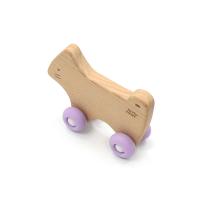 China Europe Design Removable Wheels Wooden Silicone Teether Vehicles For Toddlers for sale