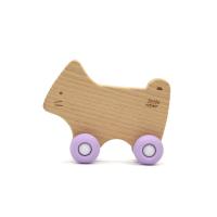 China Europe Design Removable Wheels Wooden Silicone Teether Vehicles For Toddlers for sale