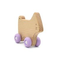 China Europe Design Removable Wheels Wooden Silicone Teether Vehicles For Toddlers for sale