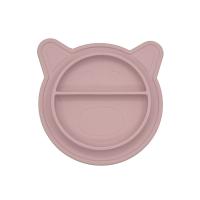 China Cute Simple Piggy Shape  Dusty Lilac Baby Silicone Plate Eco Friendly for sale