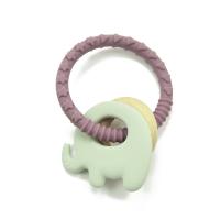 China Food Grade Elephant Silicone Beech Wooden Teething Toys For Young Babies for sale