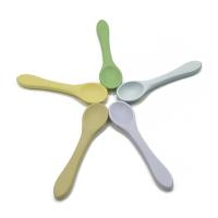 China Ergonomicall Soft Tip Training FDA Silicone Feeding Spoon For Baby for sale