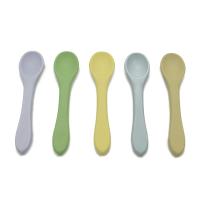 China Ergonomicall Soft Tip Training FDA Silicone Feeding Spoon For Baby for sale