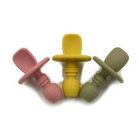 China Soft Weaning Chew Tensils OEM ODM Silicone Feeding Spoon Cadmium Free for sale