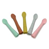 China Soft Curved Bamboo Silicone LFGB Training Spoons For Toddlers for sale