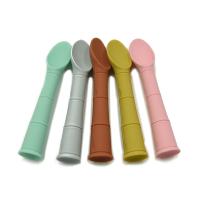 China Soft Curved Bamboo Silicone LFGB Training Spoons For Toddlers for sale