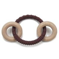 China Soft Silicone Natural Wood Customized Color Baby Teether Ring for sale