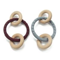 China Soft Silicone Natural Wood Customized Color Baby Teether Ring for sale