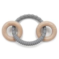 China Soft Silicone Natural Wood Customized Color Baby Teether Ring for sale
