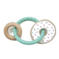 China OEM Natural Beech Wood BPA PVC Free Silicone Wood Teether For Toddlers for sale