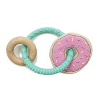 China OEM Natural Beech Wood BPA PVC Free Silicone Wood Teether For Toddlers for sale