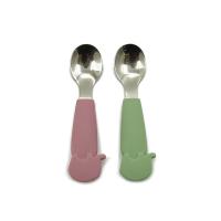 China Customized  Pantone Color Silicone Feeding Spoon Kids Tableware Flatware for sale