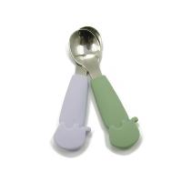 China Customized  Pantone Color Silicone Feeding Spoon Kids Tableware Flatware for sale