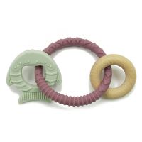 China Pure Silicone FSC Certified Wooden Teething Ring For 12 Months Infant for sale