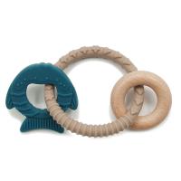 China Pure Silicone FSC Certified Wooden Teething Ring For 12 Months Infant for sale