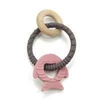 China Classic Cute Fish Chewable Silicone Wood Teether Nursing Comforter Toy for sale