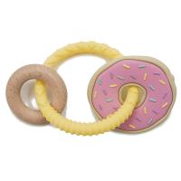China Laser Logo Silicone Wood Teether Infant Baby BPA Free Nursing Bracelet for sale