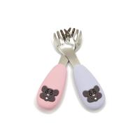China BPA Free ASTM Baby Silicone Fork Set With Utensils Case for sale