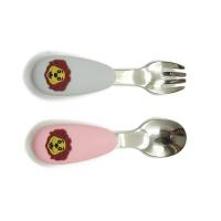 China Cutlery PBA Free Hygienic Mini Baby Silicone Fork Stainless Steel for sale