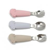 China Stainless Steel Self Feeding Pantone Baby Silicone Fork Plastic PVC Free for sale
