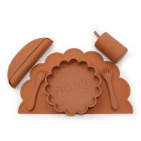 China Self Feeding 100% Silicone Baby Suction Plate With Spoon Fork for sale