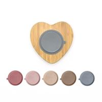 China Suction Baby Silicone Plate 18cm Heart Shaped for sale