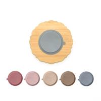 China Toddler Stay Put Bamboo Suction Feeding Plate 18Cm with Matching Spoon Set for sale