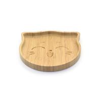 China Bamboo Toddler Baby Suction Plate 18cm Cat shaped with Spoons for sale
