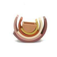 China Baby Educational Silicone Rainbow Stacker Toy BPA Free FDA LFGB Material for sale