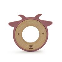 China 25cm LFGB Silicone Wood Teething Ring Brooklyn For Infants for sale