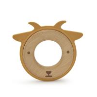 China 25cm LFGB Silicone Wood Teething Ring Brooklyn For Infants for sale